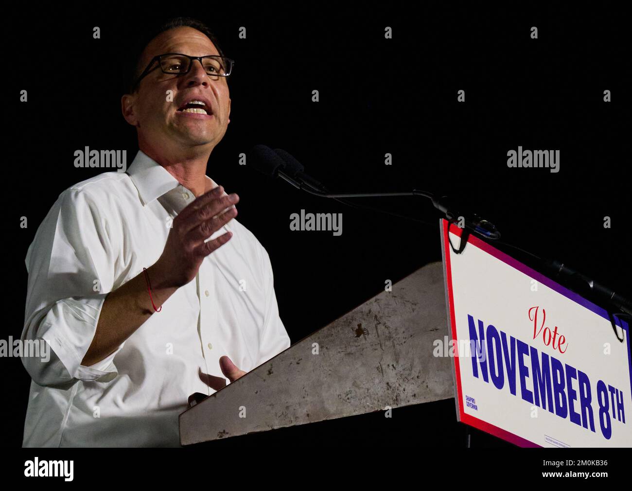 NEWTOWN, PA, USA - NOVEMBER 06, 2022: Josh Shapiro speaks at a Campaign ...