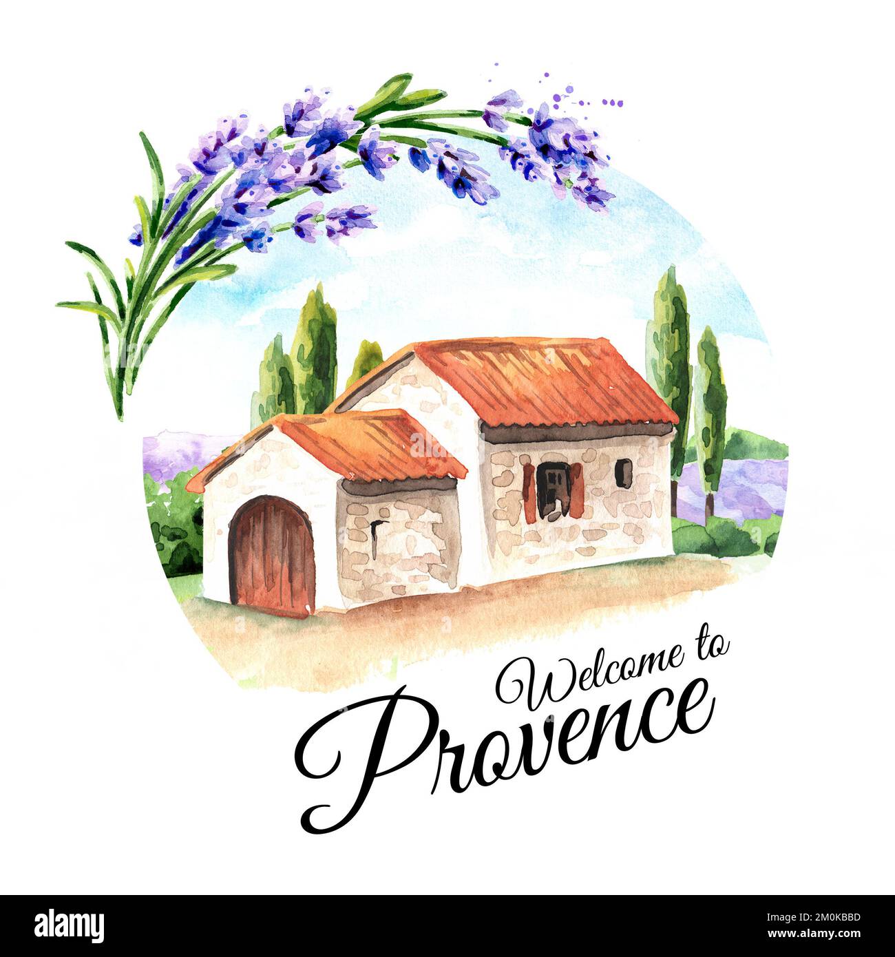 Provence Lavender summer landscape. Welcome to France card concept ...