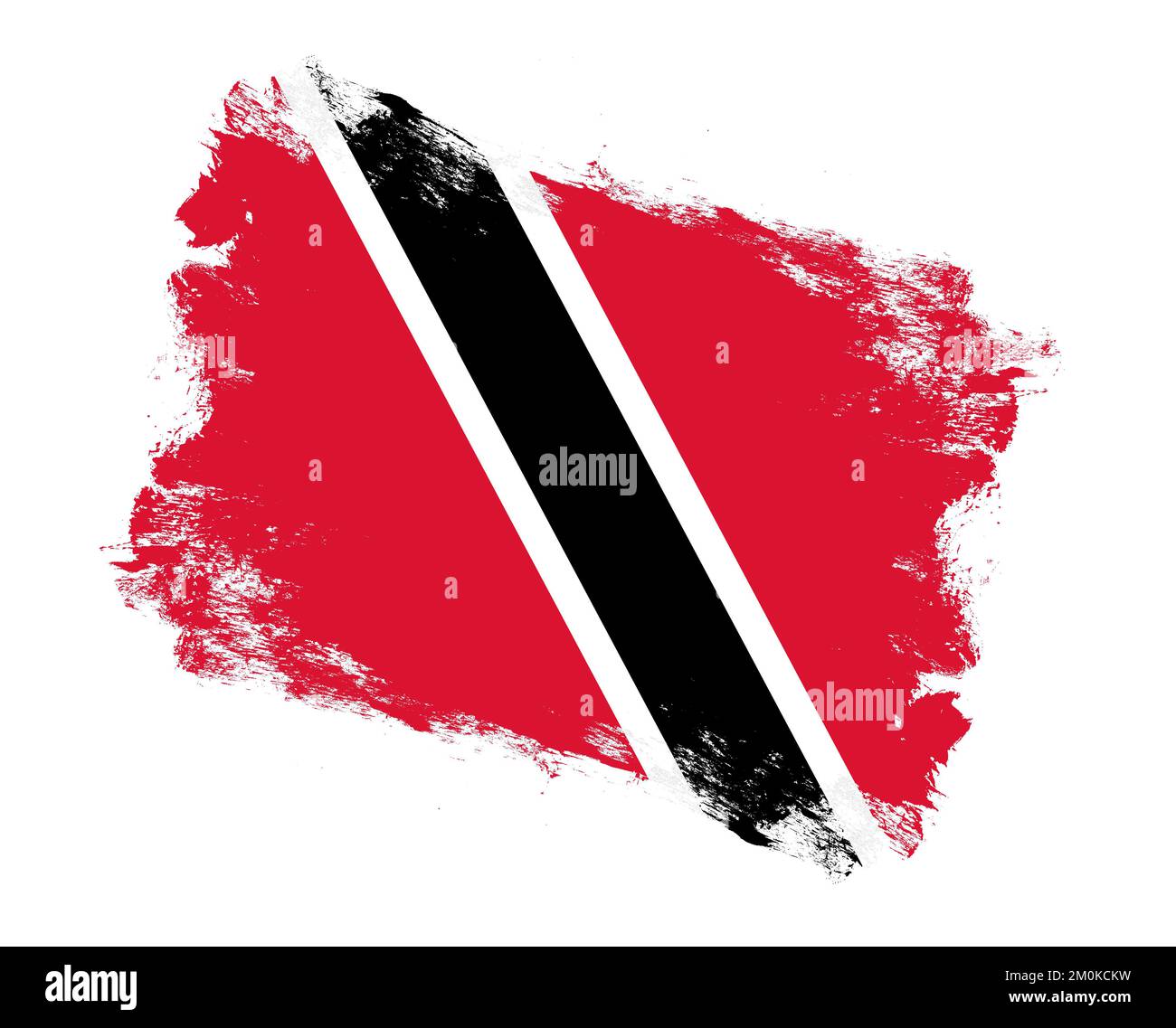 Stroke brush painted flag of trinidad and tobago on white background Stock Photo - Alamy
