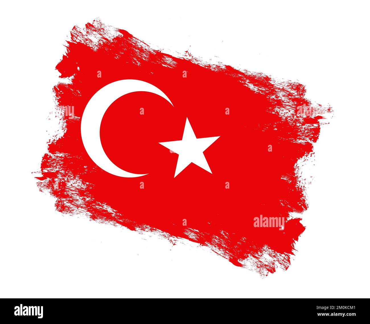 Stroke brush painted flag of turkey on white background Stock Photo - Alamy