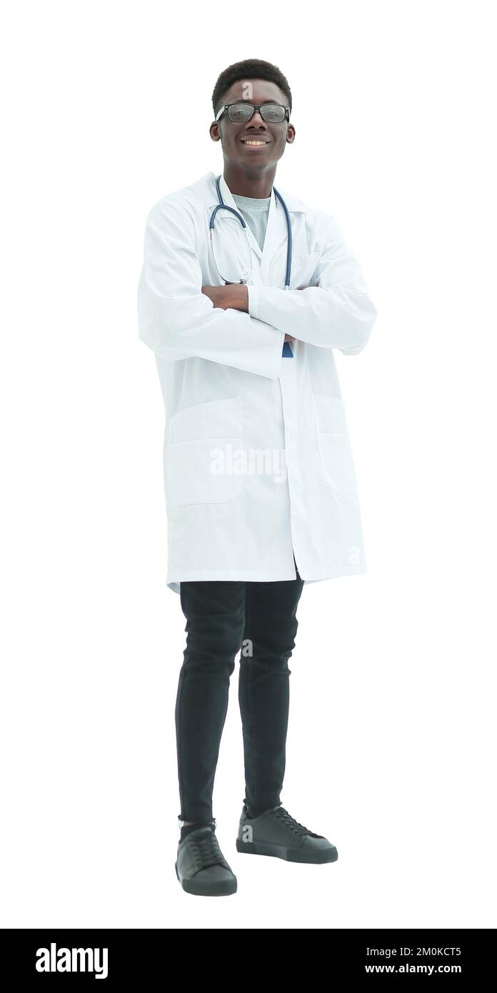 in full growth. smiling doctor looking at the camera Stock Photo - Alamy