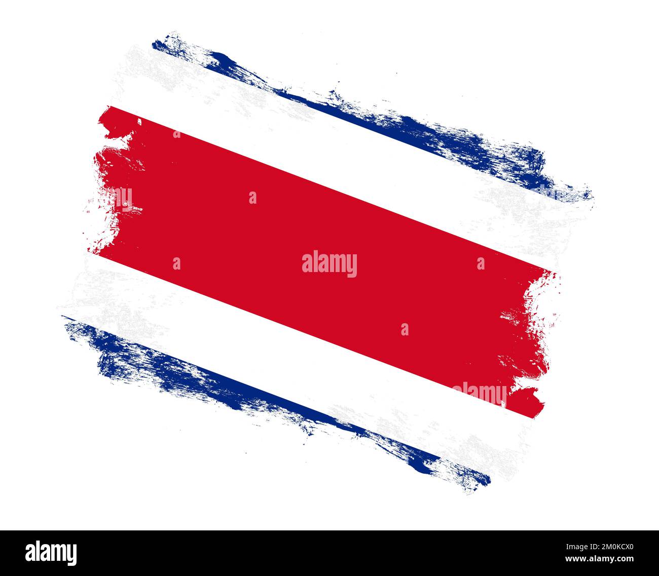 Stroke brush painted flag of costa rica on white background Stock Photo ...
