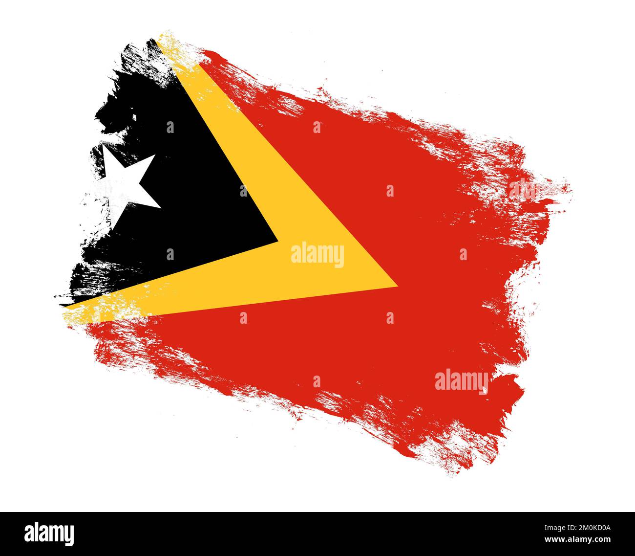 Stroke brush painted flag of east timor on white background Stock Photo ...