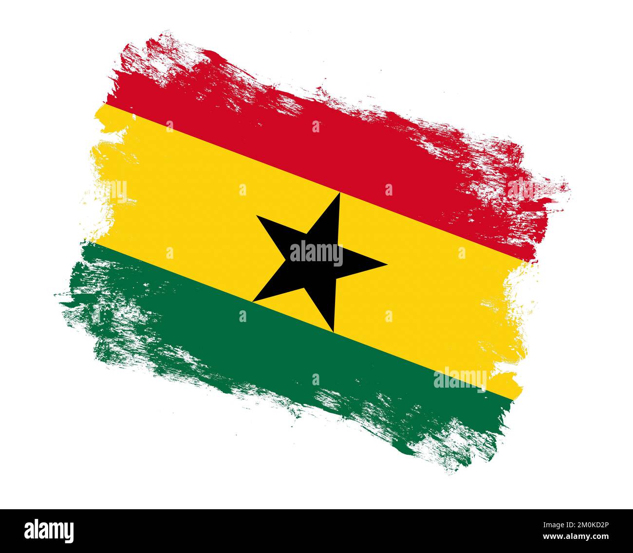 Stroke brush painted flag of ghana on white background Stock Photo - Alamy
