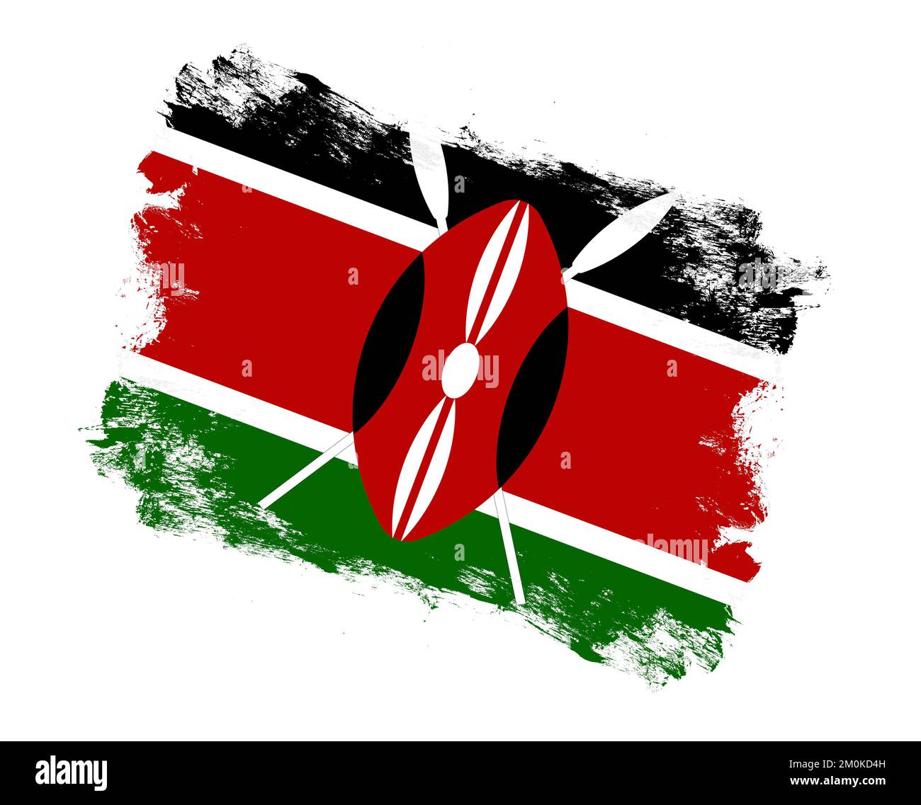 Stroke brush painted flag of kenya on white background Stock Photo - Alamy