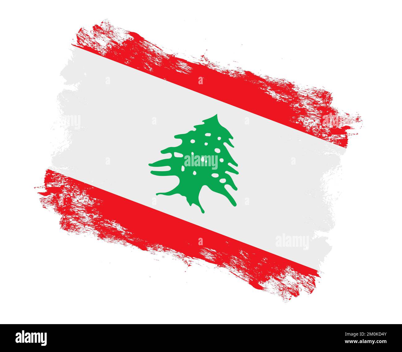 Stroke brush painted flag of lebanon on white background Stock Photo ...