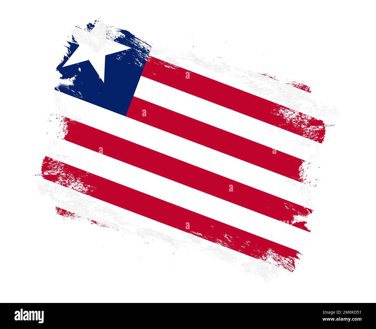 Stroke brush painted flag of liberia on white background Stock Photo ...
