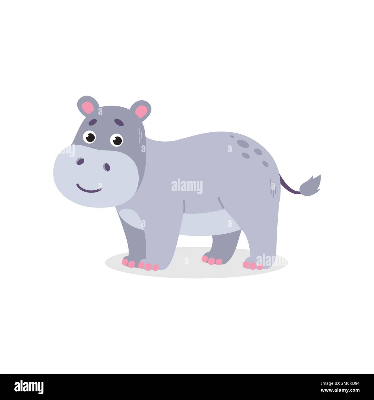 Little hippo in doodle style isolated on white. Kids Illustration in ...
