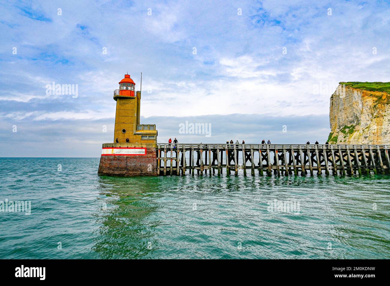 The lighthouse at the entrance of the port of Fécamp on the Alabaster ...