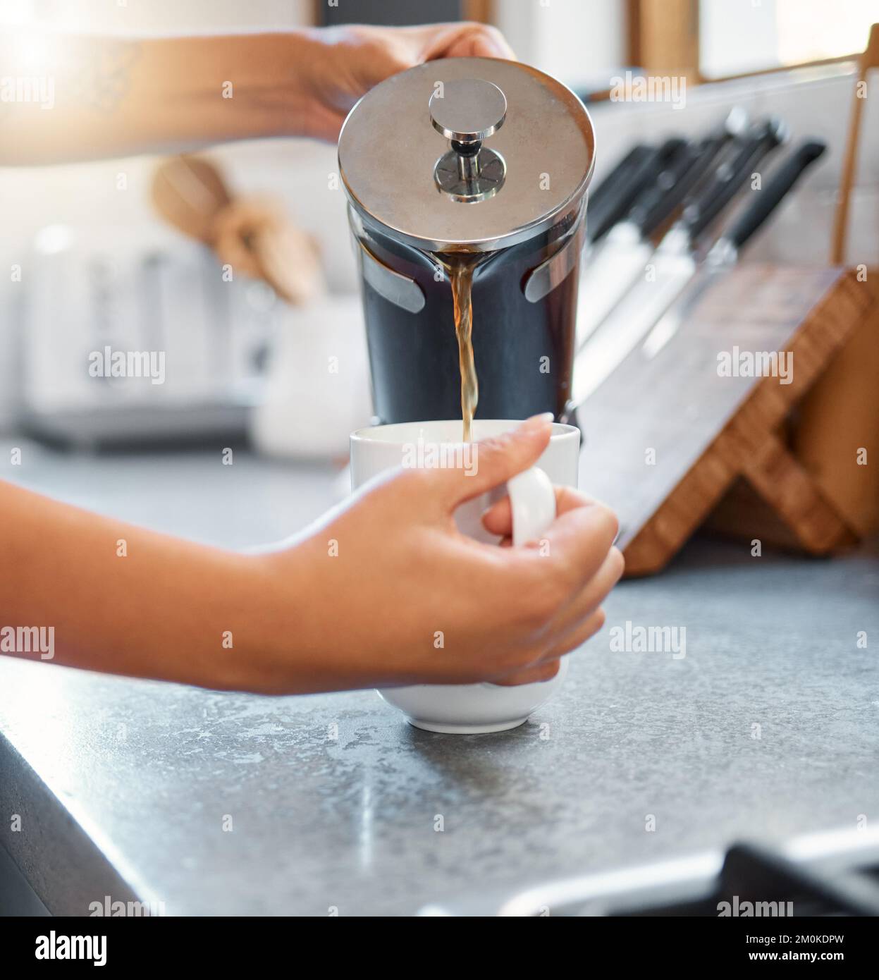 In cozy modern kitchen person hi-res stock photography and images - Alamy