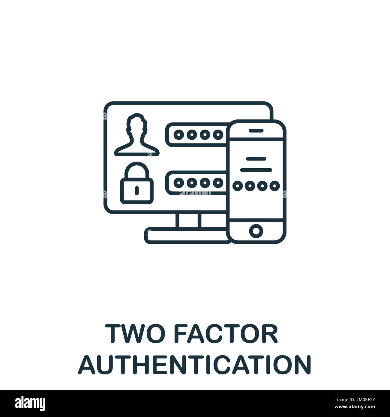 Two Factor Authentification icon. Monochrome simple Cyber Security icon ...