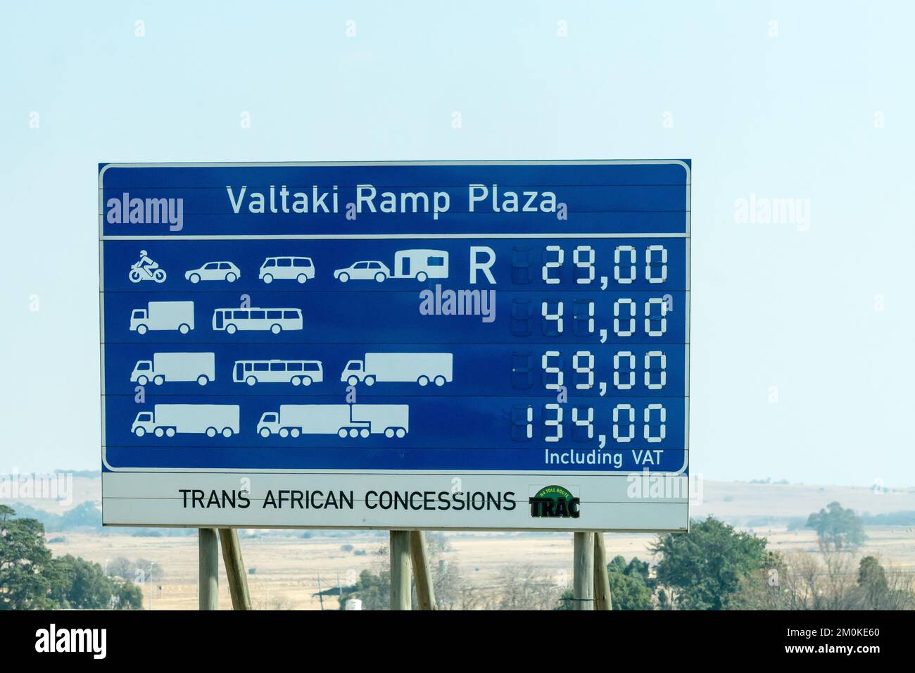 Valtaki ramp plaza toll board showing prices for vehicles using the ...