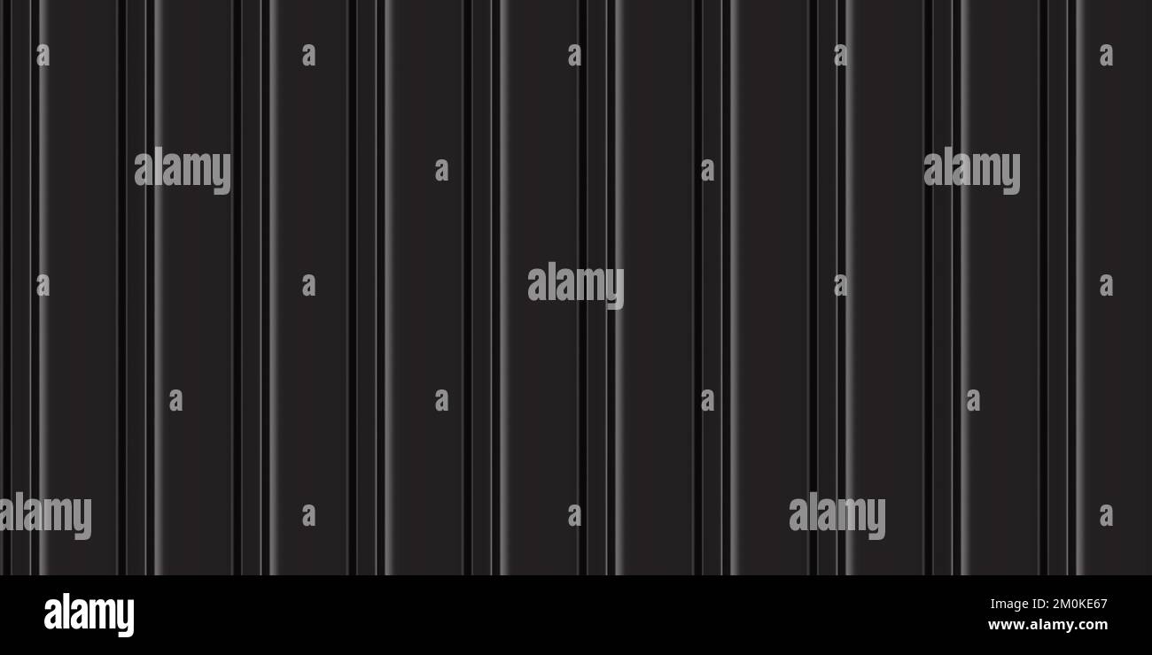 Black corrugated iron sheets seamless pattern of fence or warehouse ...