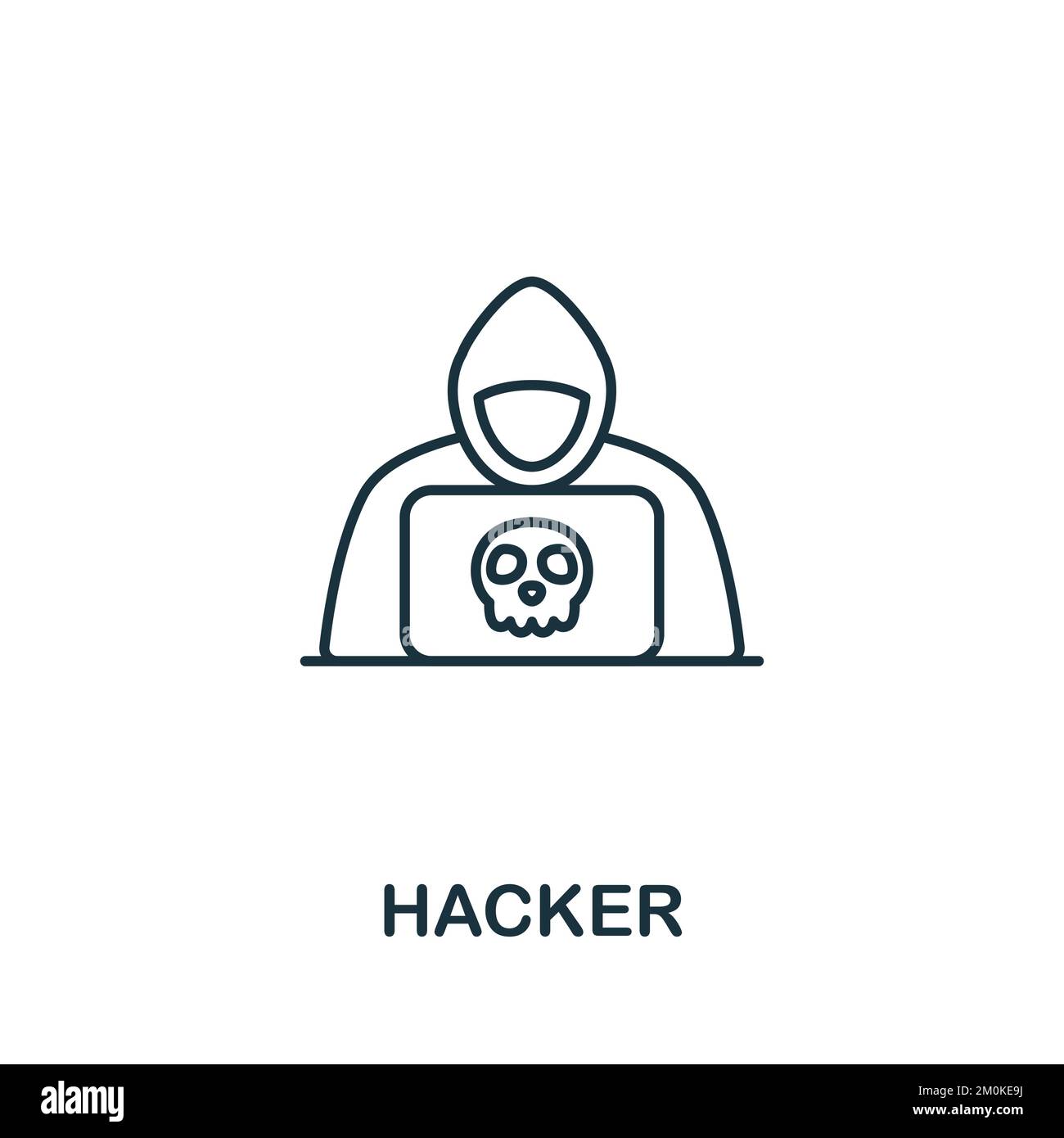 Hacher Icon Monochrome Simple Cyber Security Icon For Templates Web Design And Infographics