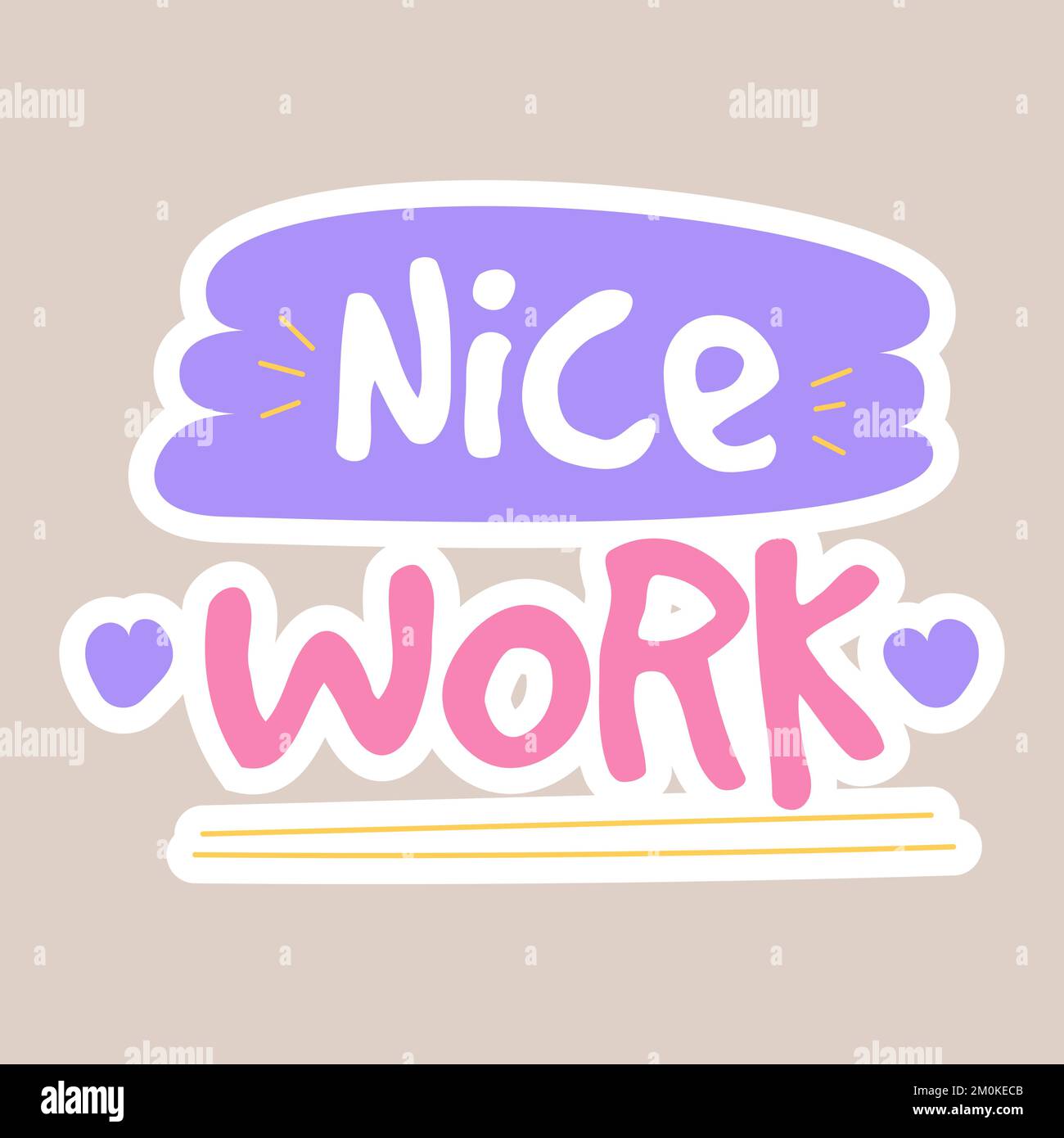 Nice work groovy sticker. Reward sticker for teachers and kids. Hand ...