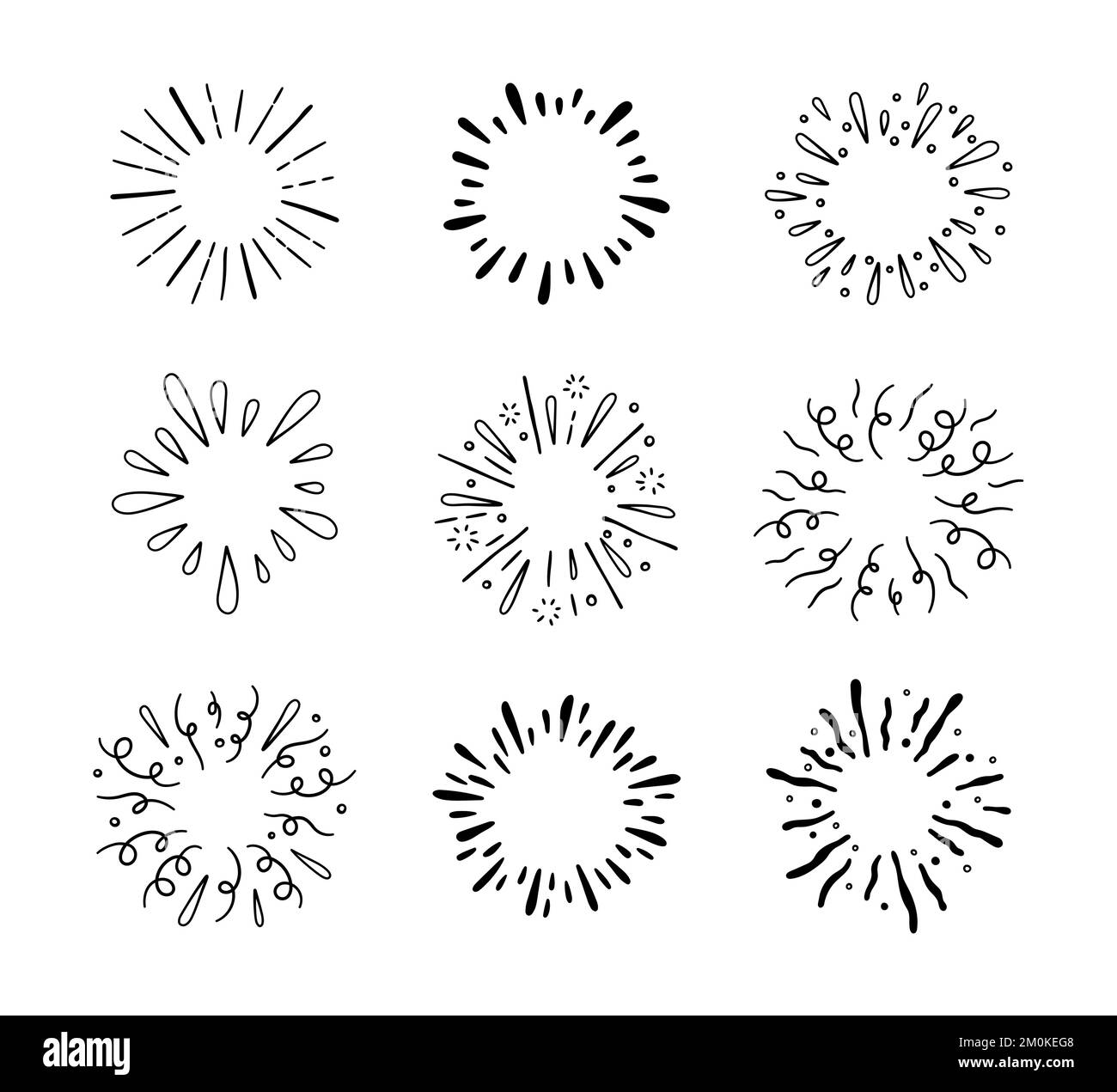 Hand drawn firework. Star burst. Sunburst doodle icon. Hand drawn ...