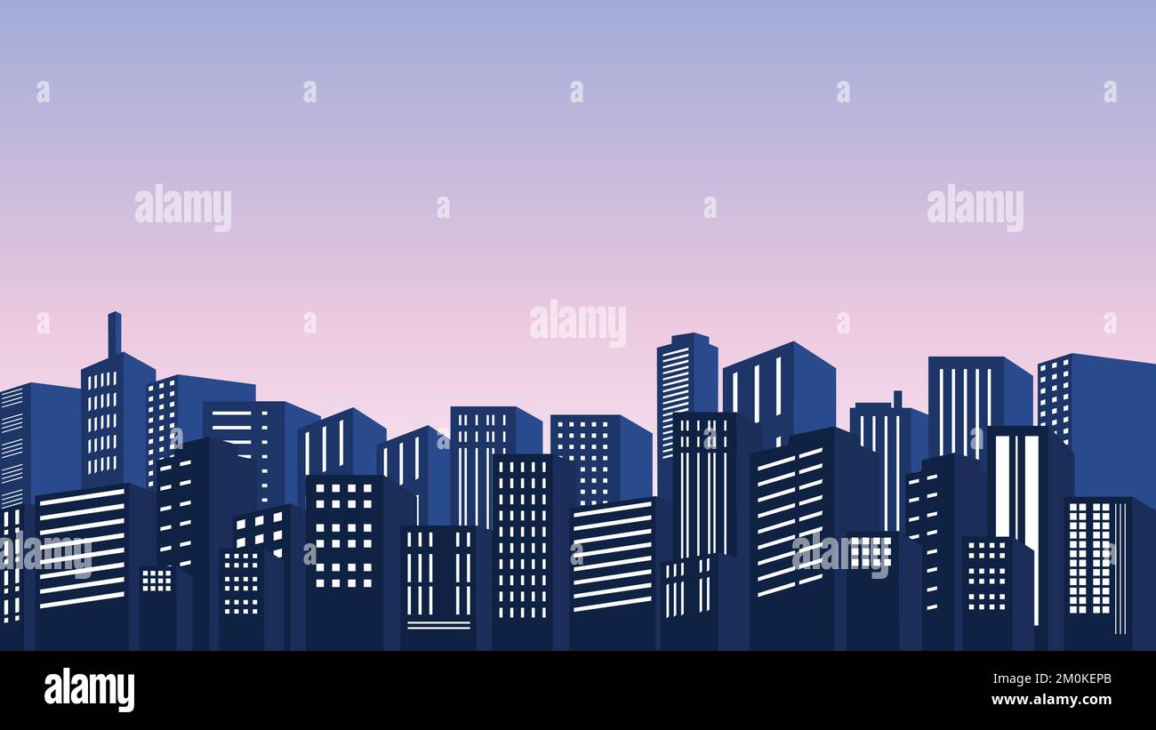 City silhouette with city panorama background and high rise buildings ...
