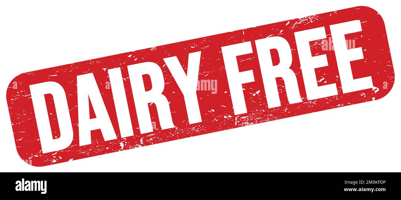DAIRY FREE text written on red grungy stamp sign Stock Photo - Alamy
