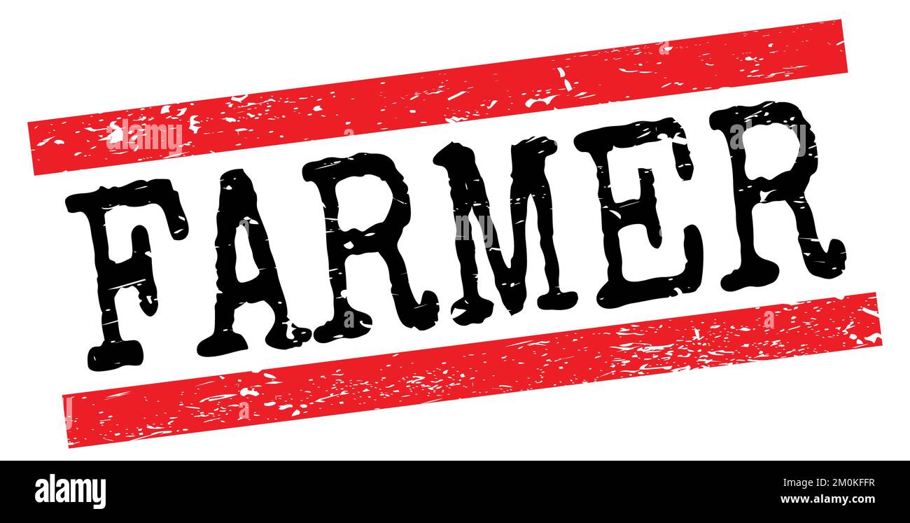 FARMER text written on red-black grungy lines stamp sign Stock Photo ...