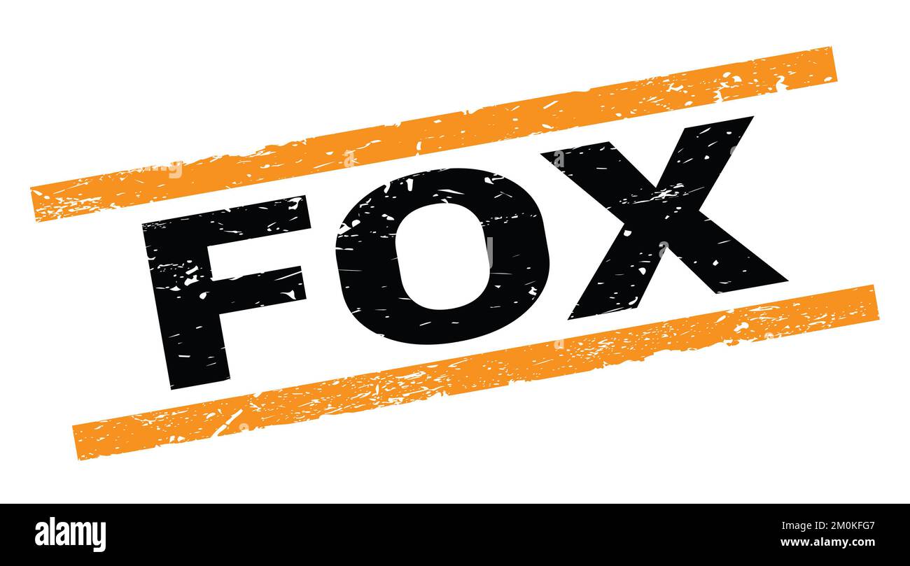 FOX text written on orange rectangle stamp sign Stock Photo - Alamy