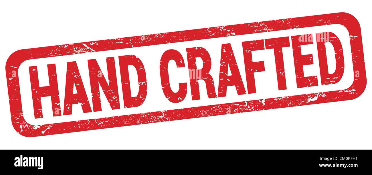 HAND CRAFTED text written on red rectangle stamp sign Stock Photo - Alamy