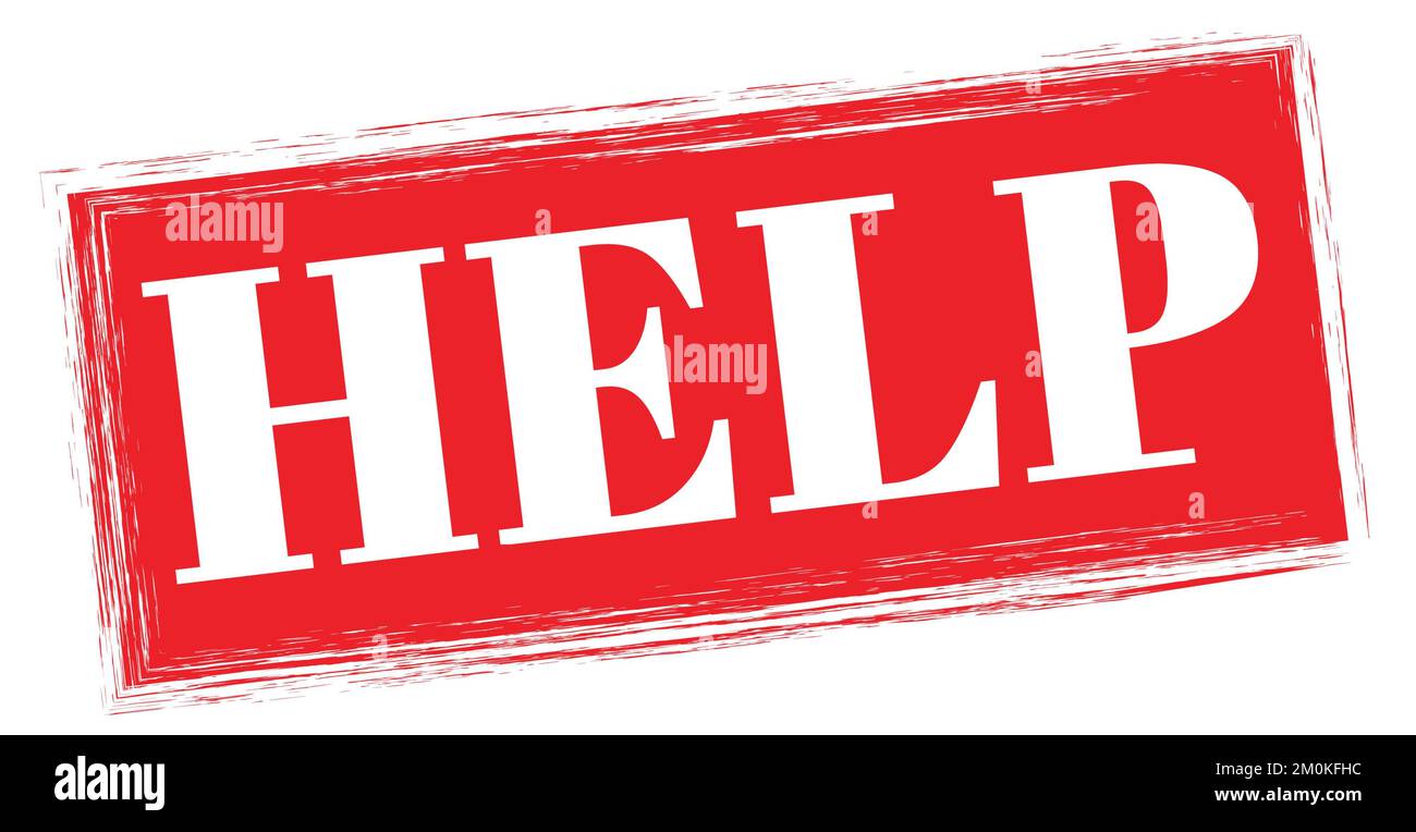 HELP text written on red rectangle stamp sign Stock Photo - Alamy