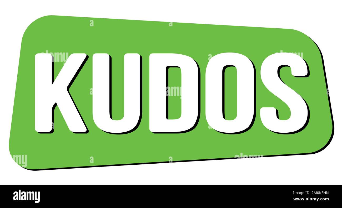 KUDOS text written on green trapeze stamp sign Stock Photo - Alamy