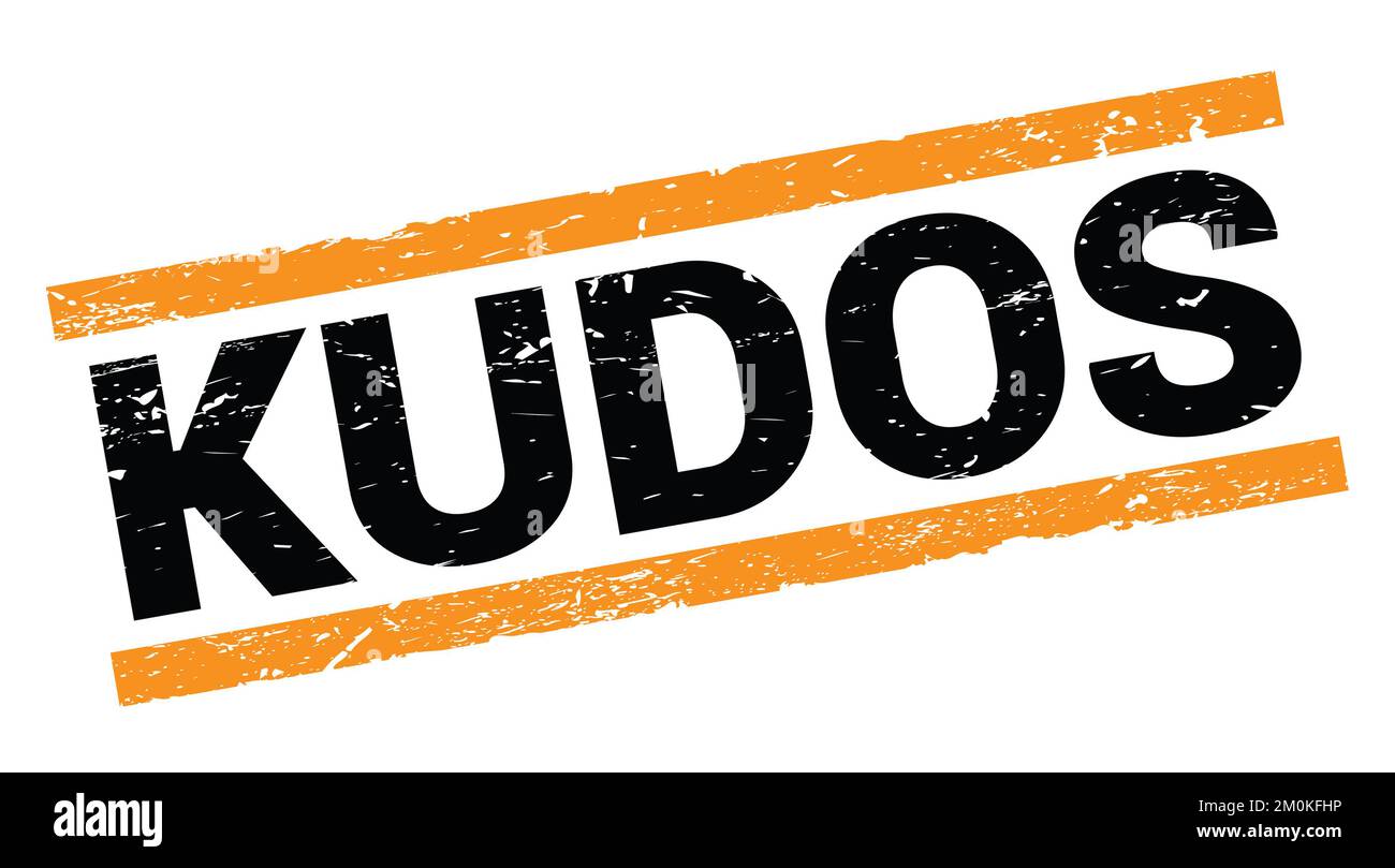 KUDOS text written on orange rectangle stamp sign Stock Photo - Alamy
