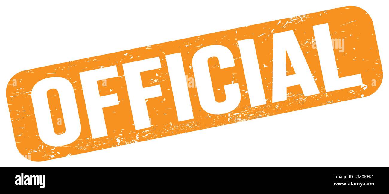 OFFICIAL text written on orange grungy stamp sign Stock Photo - Alamy