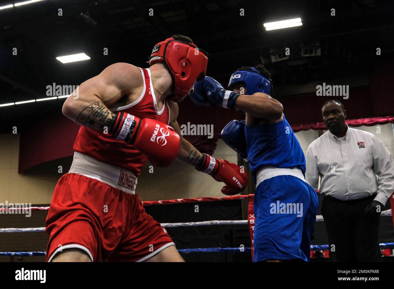 Lubbock, TX, USA. 6th Dec, 2022. Devin Parrish of Wauconda, IL (Red) in action against Ebenezer ...