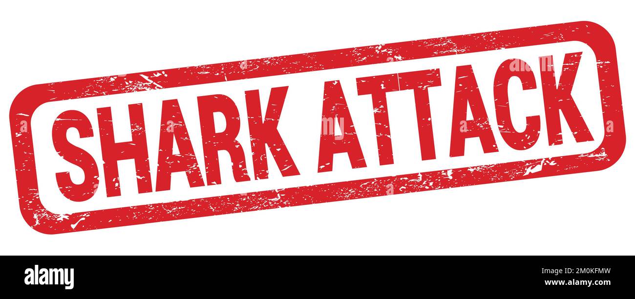 SHARK ATTACK text written on red rectangle stamp sign Stock Photo - Alamy