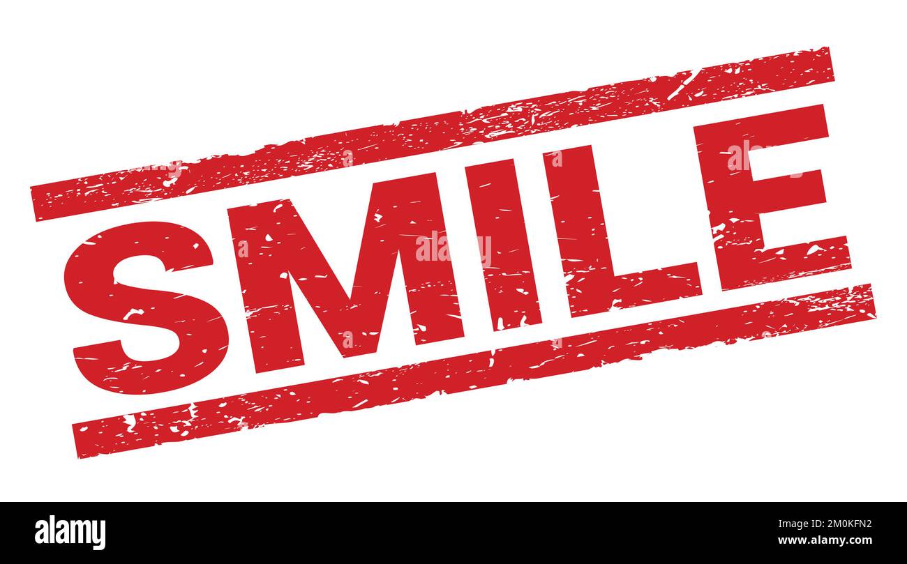 SMILE text written on red rectangle stamp sign Stock Photo - Alamy
