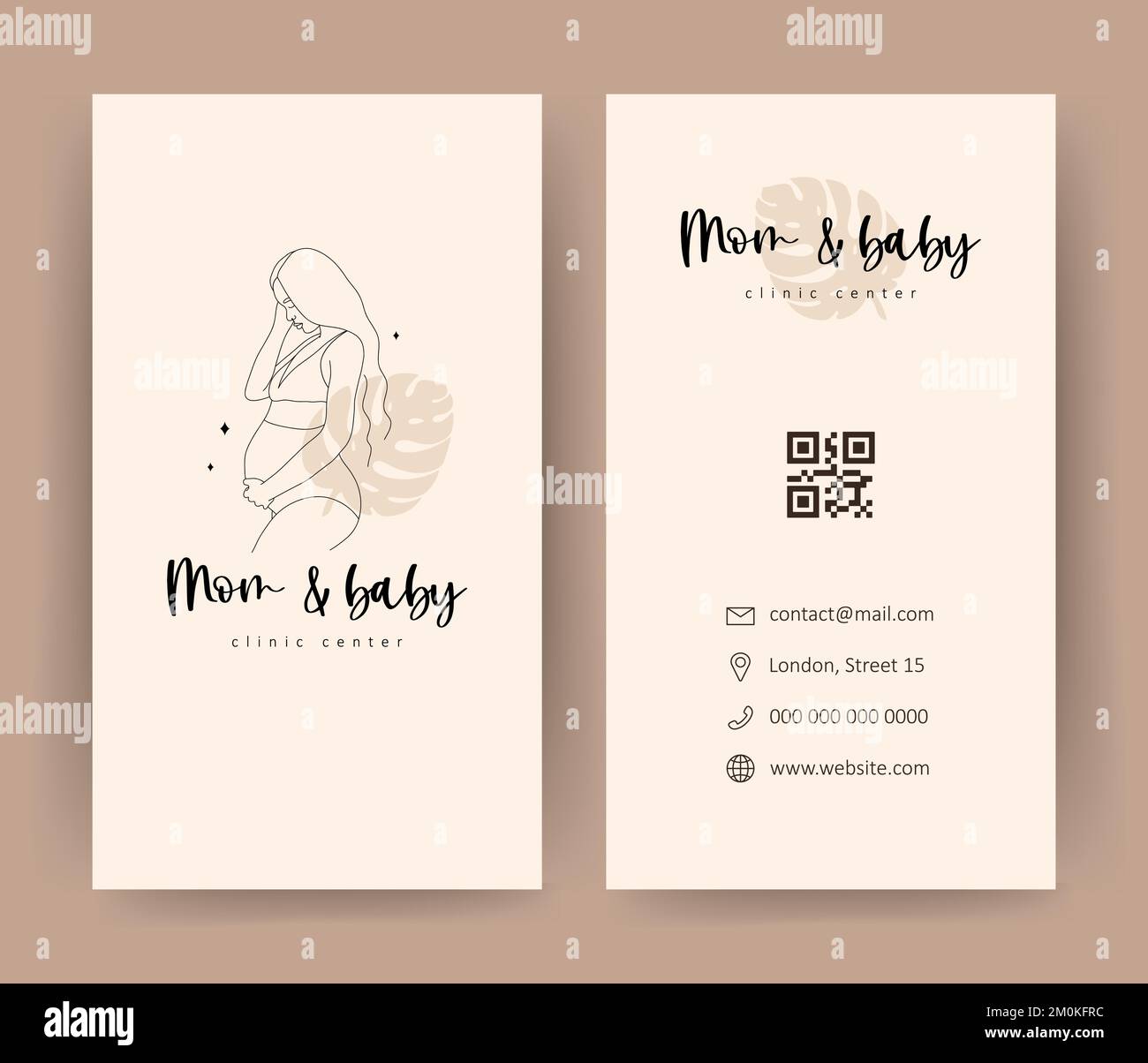 Obstetrician gynecologist business card. Vector template with linear ...