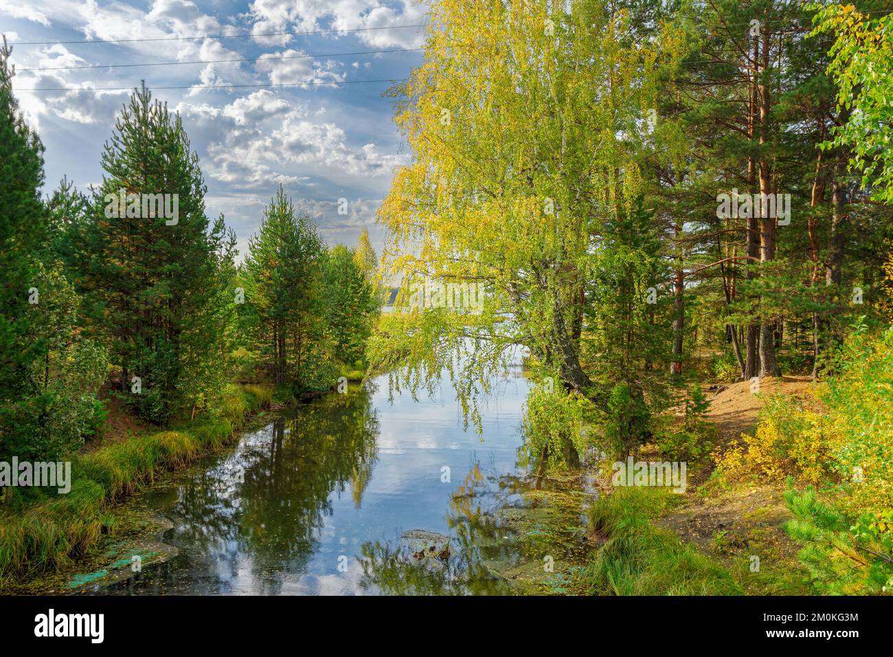 Autumn landscape with riverbank. Wonderful nature, beautiful natural ...