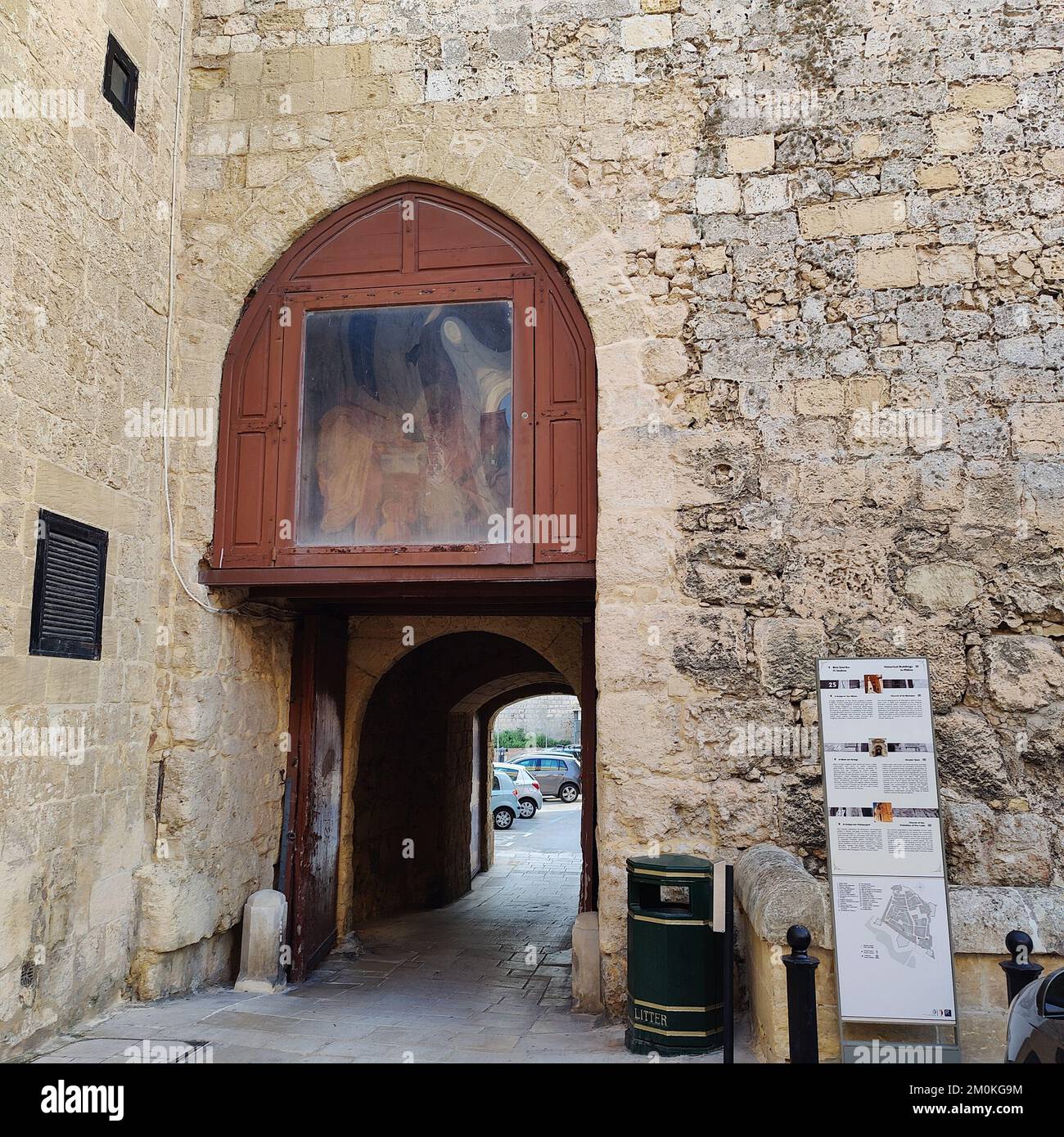 The Greek's Gate with cars in the background in Mdina, Malta Stock ...