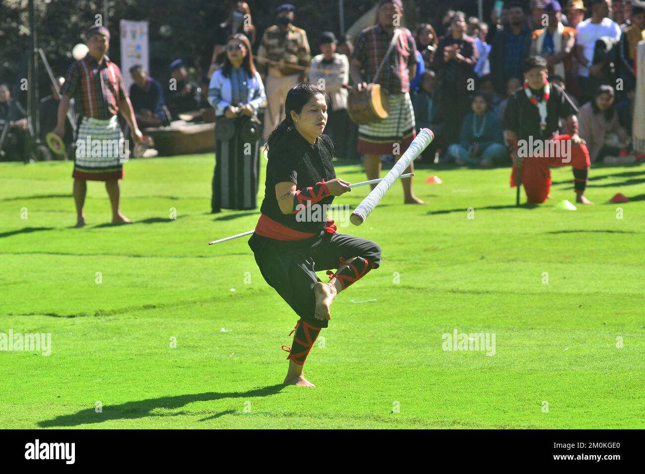 Kohima, India. 7th Dec, 2022. Artists from Manipur perform a ...