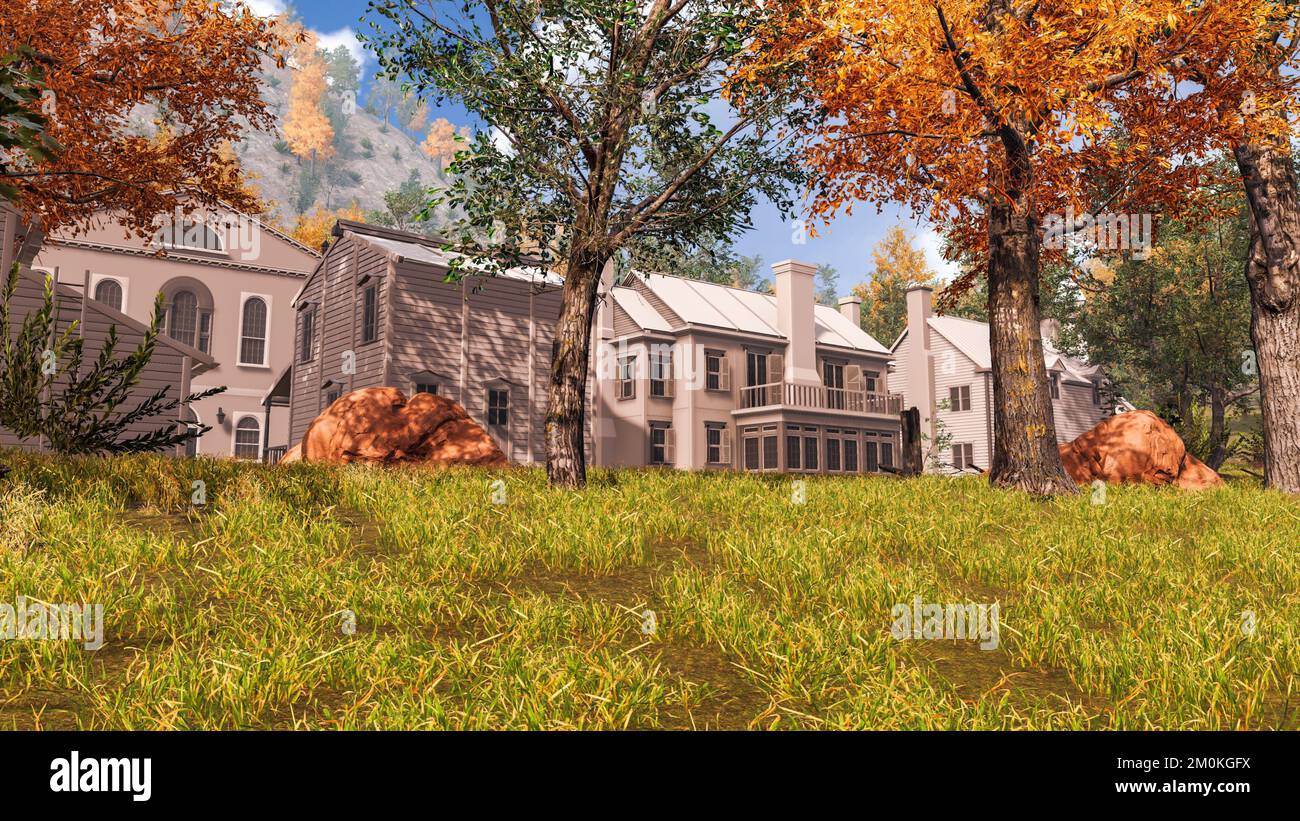 3D rendering. An immersive natural environment. Landscape to illustrate ...