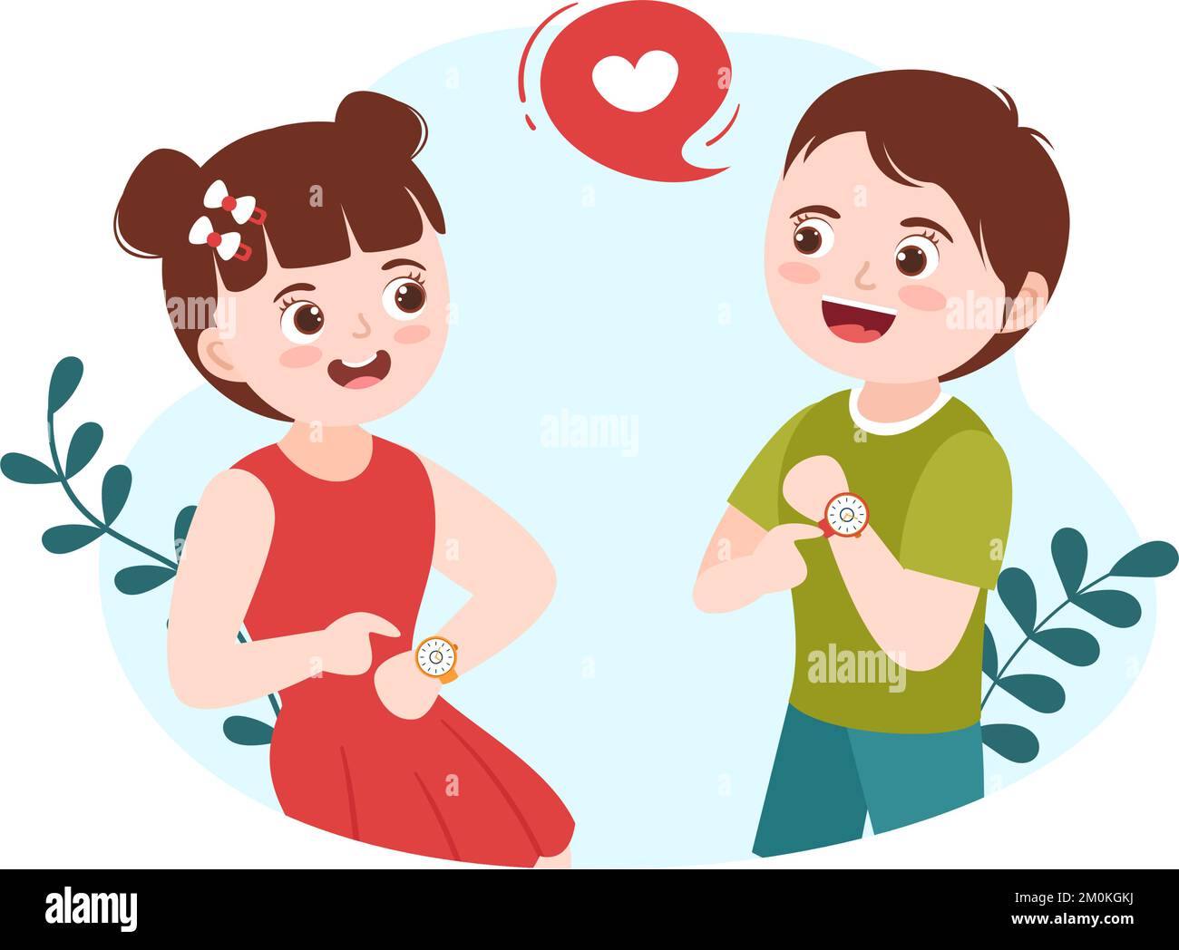 Watches Store with Kids Wearing Digital Watch in Flat Cartoon Hand ...