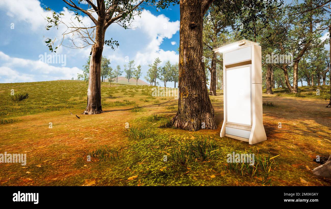 3D rendering. Outside mockup with natural environment, advertising in ...