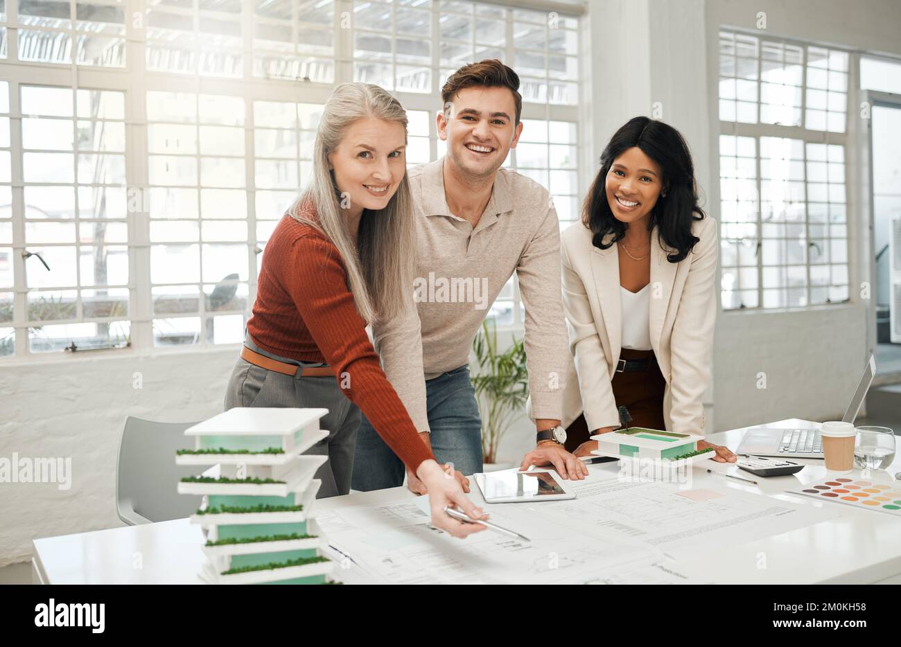 Portrait of happy businesspeople together. Diverse businesspeople ...