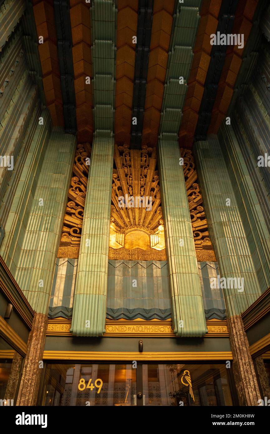 A low angle shot of the entrance of the Eastern Columbia Building in ...