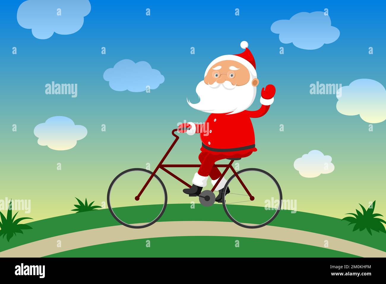 Santa riding on bicycle. Vector illustration Stock Vector Image & Art ...