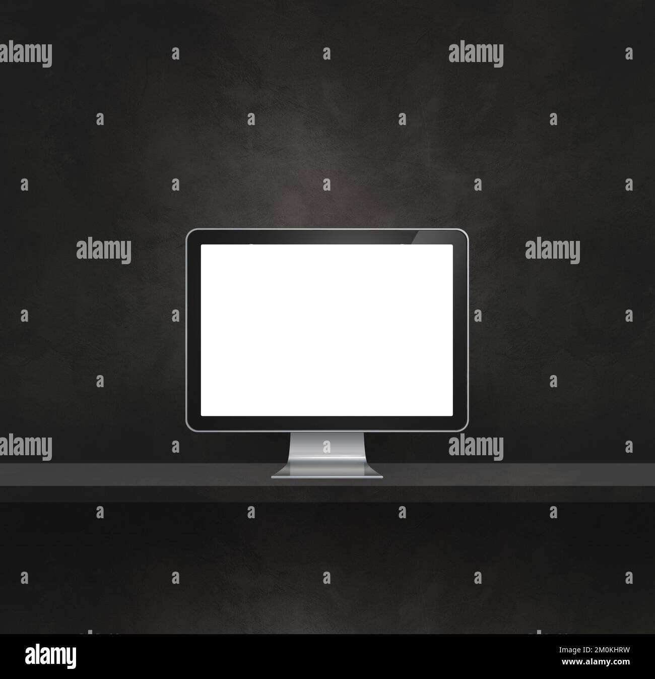 Computer pc - black wall shelf background. 3D Illustration Stock Photo ...