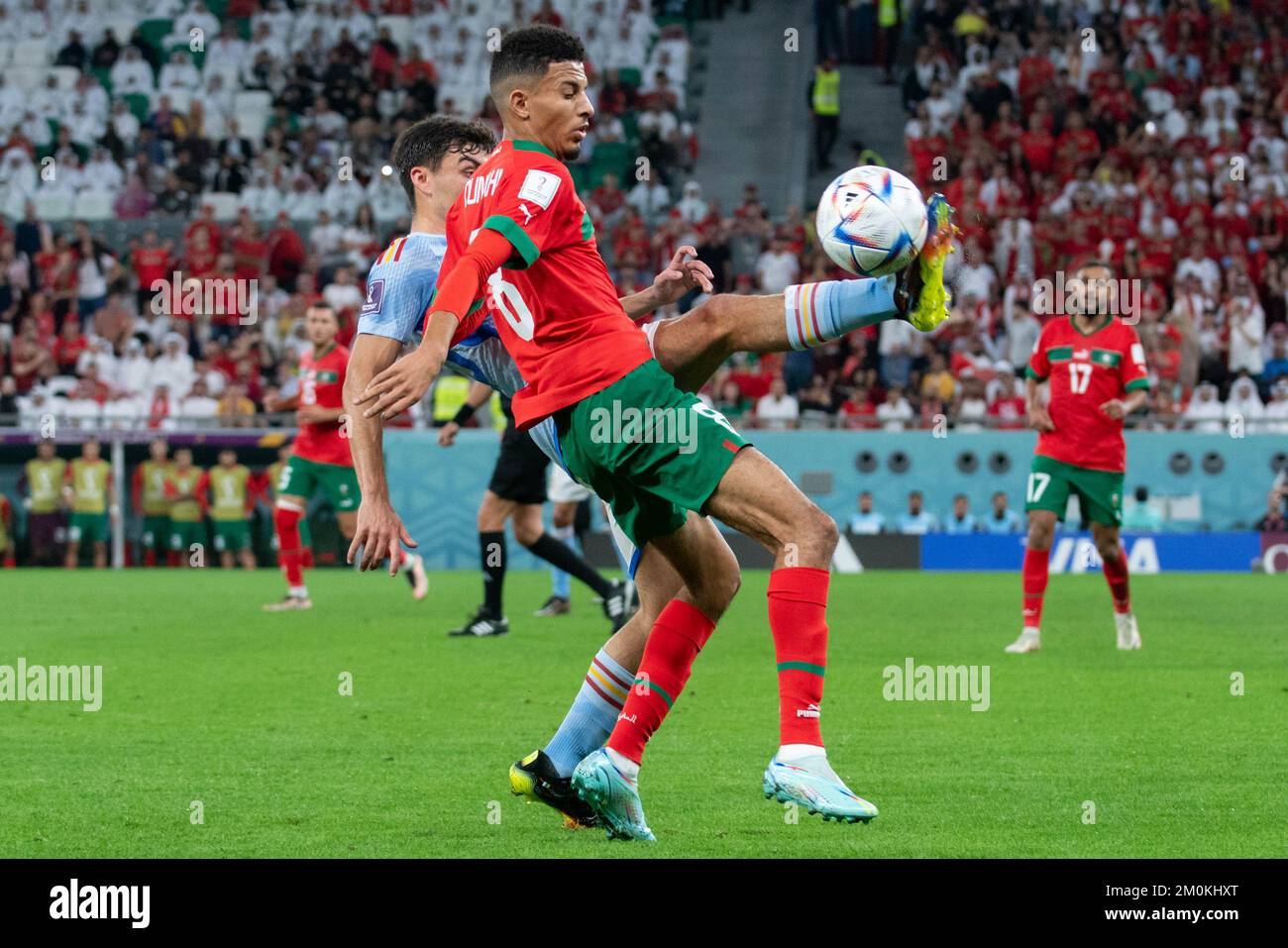 Azzedine Ounahi of Morocco fights for the ball during the FIFA World ...