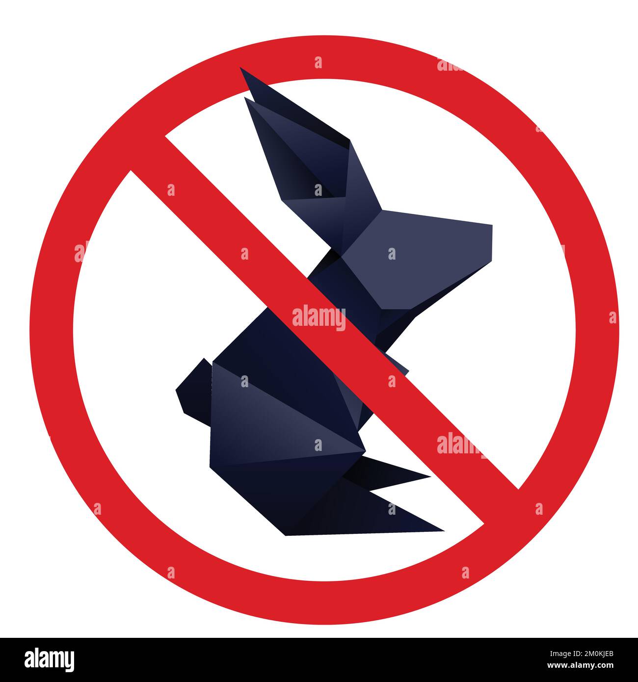 Vector forbidden sign with polygonal black rabbit. Forbidden badge with ...
