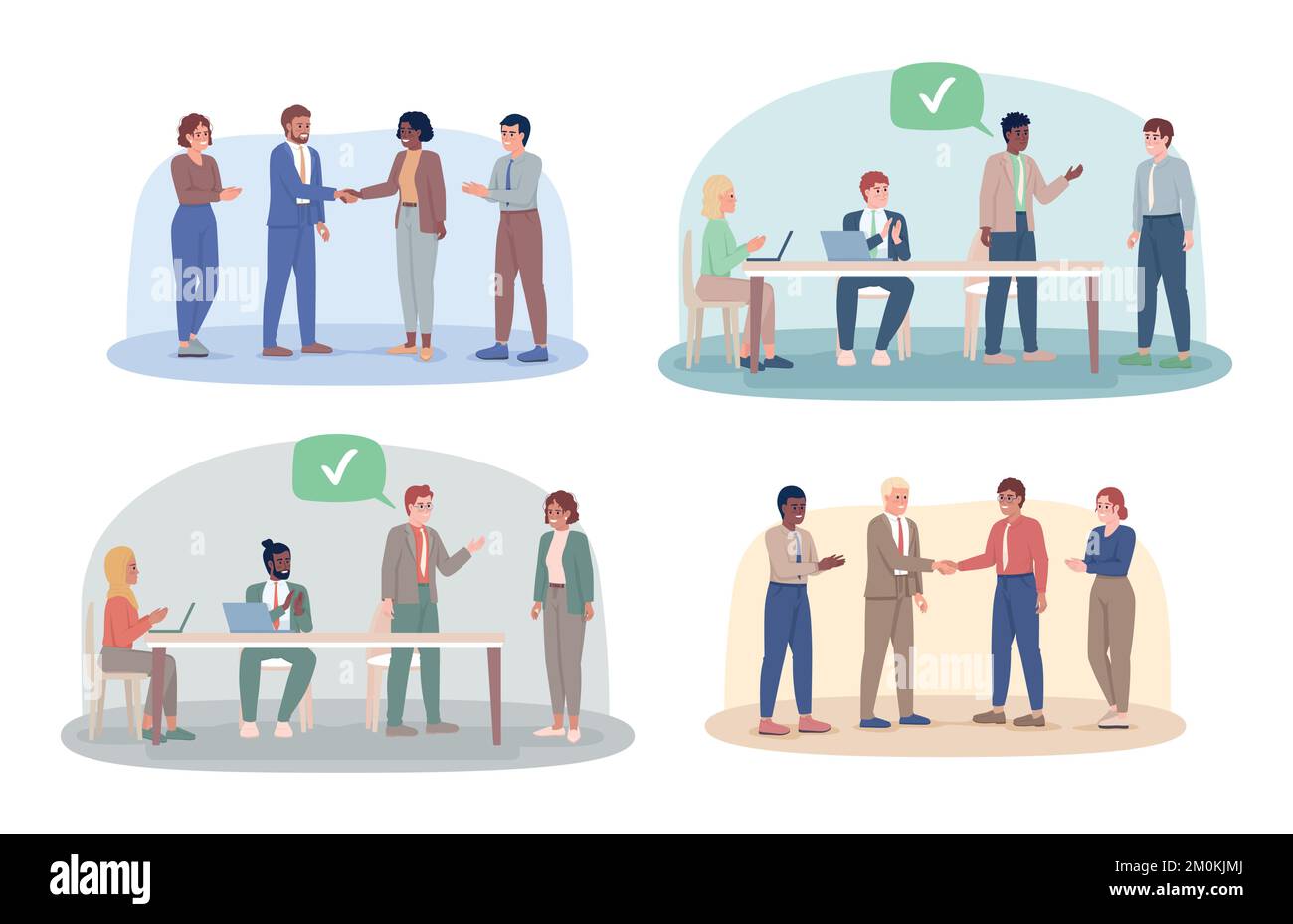 Business teamwork 2D vector isolated illustrations set Stock Vector ...