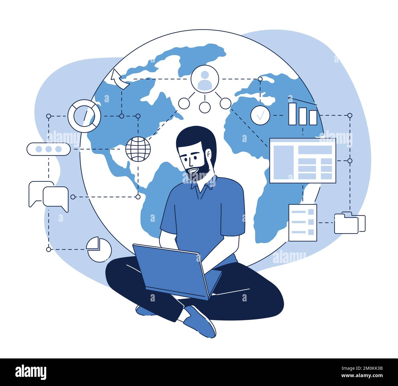 Remote worker flat concept vector illustration Stock Vector Image & Art ...