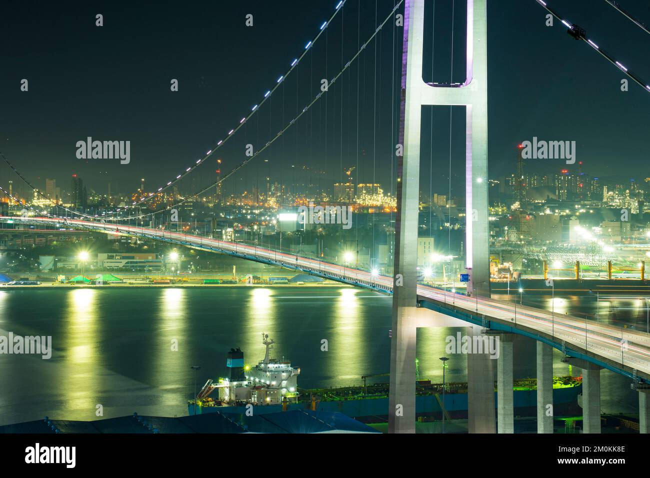 Ulsan Bridge and Factory Night View in Korea Stock Photo - Alamy