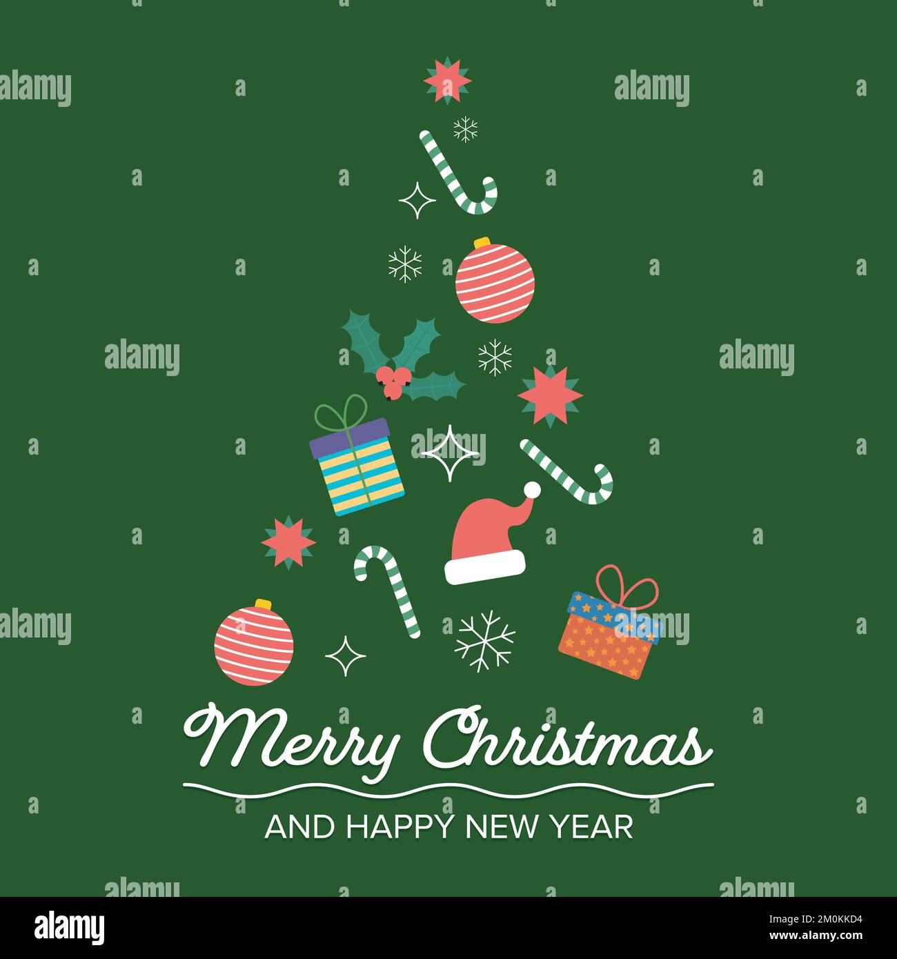 image of christmas tree is composed of star, candies, snowflakes, glass ...