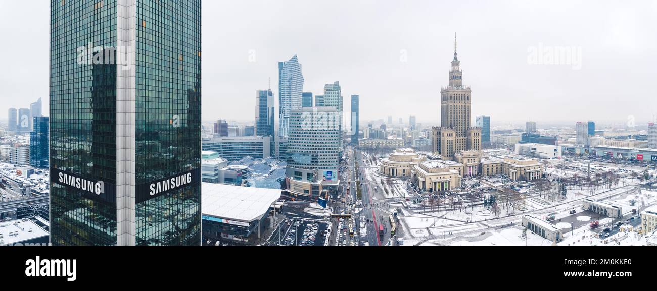 11.21.2022 Warsaw, Poland. Panoramic perspective of Centrum LIM ...